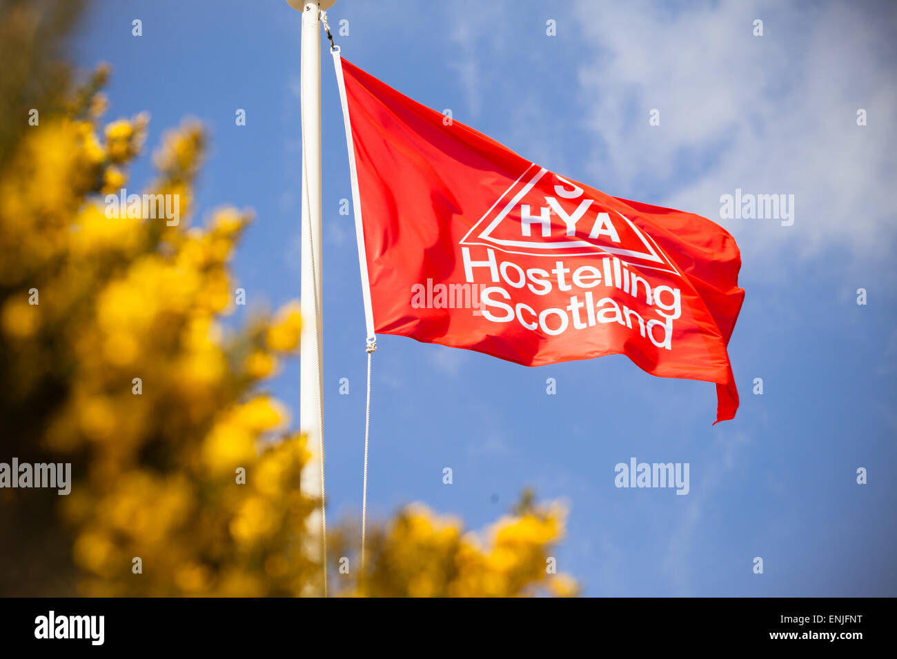Flag flying outside Torridon Youth Hostel, Scotland UK Stock Photo - Alamy