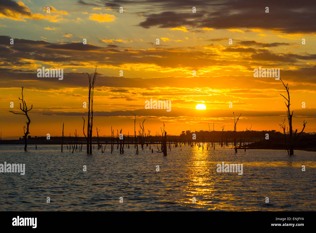 General view of sunset on Lake Kariba, Zimbabwe Stock Photo - Alamy