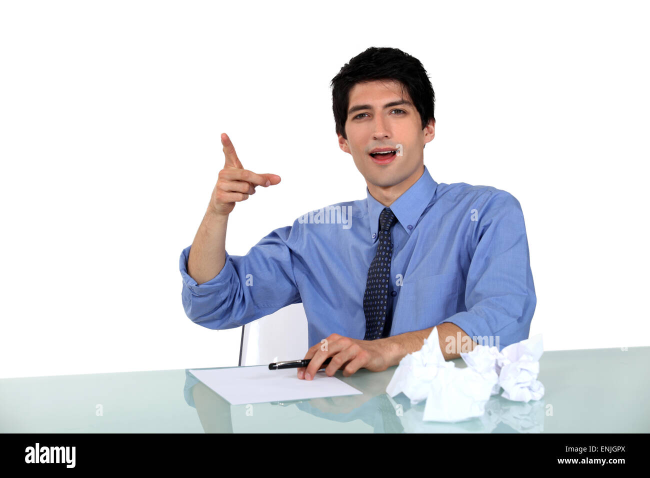 Man making fun of somebody Stock Photo - Alamy