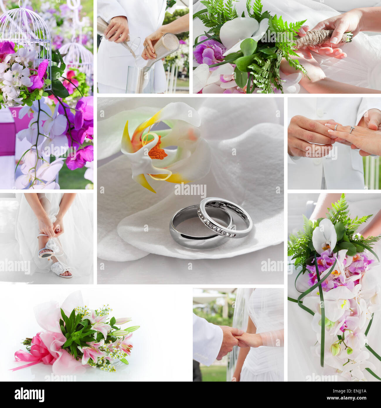 wedding theme collage composed of different images Stock Photo - Alamy