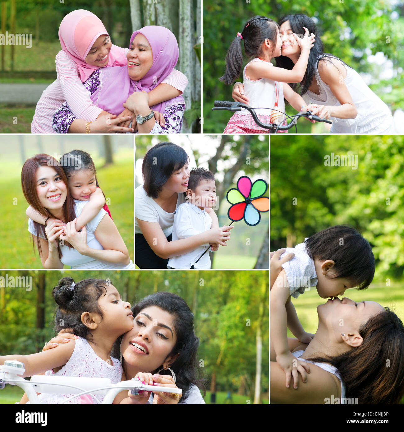 Collage photo mothers day concept. Mixed race family generations having ...