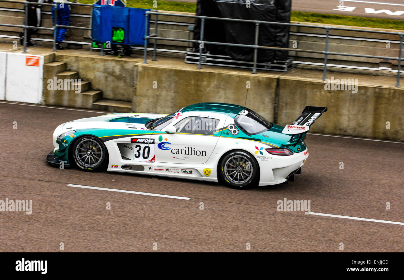 British GT racing car in the pits pitlane at Rockingham racing Stock ...