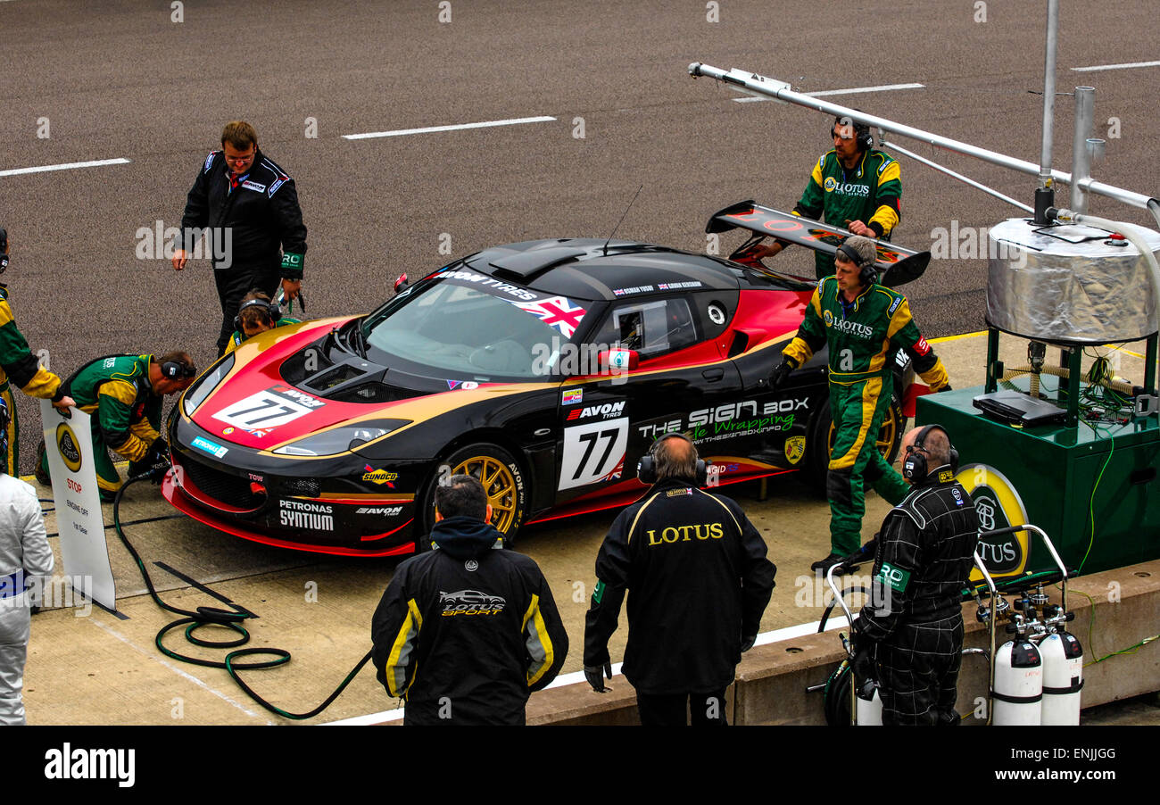 British GT racing car in the pits pitlane at Rockingham racing Stock ...