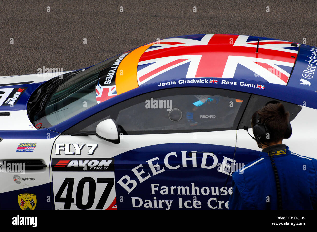 British GT racing car in the pits pitlane at Rockingham racing Stock ...