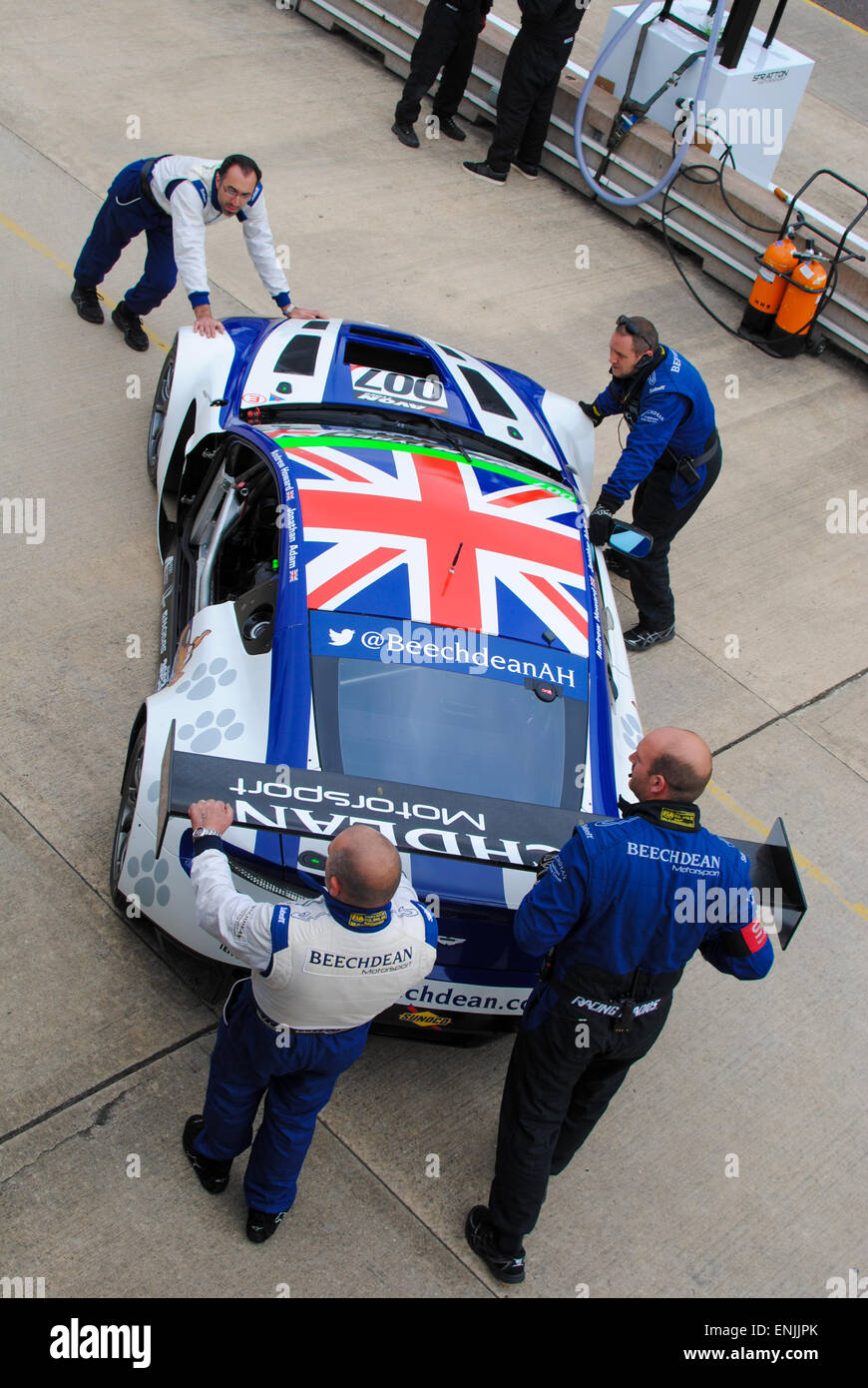 British GT racing car in the pits pitlane at Rockingham racing Stock ...