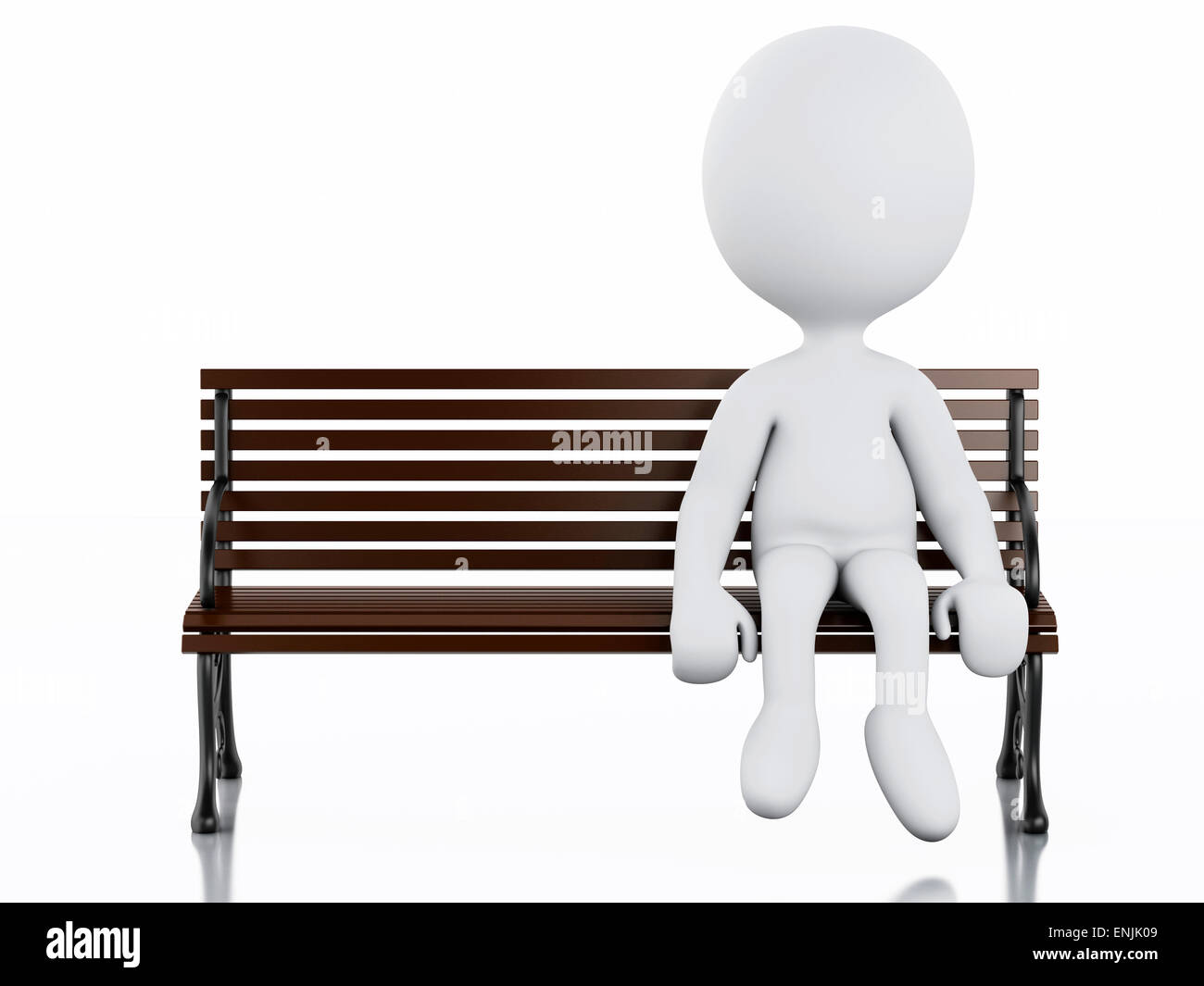 3d illustration. White people sitting on the bench. Isolated white ...