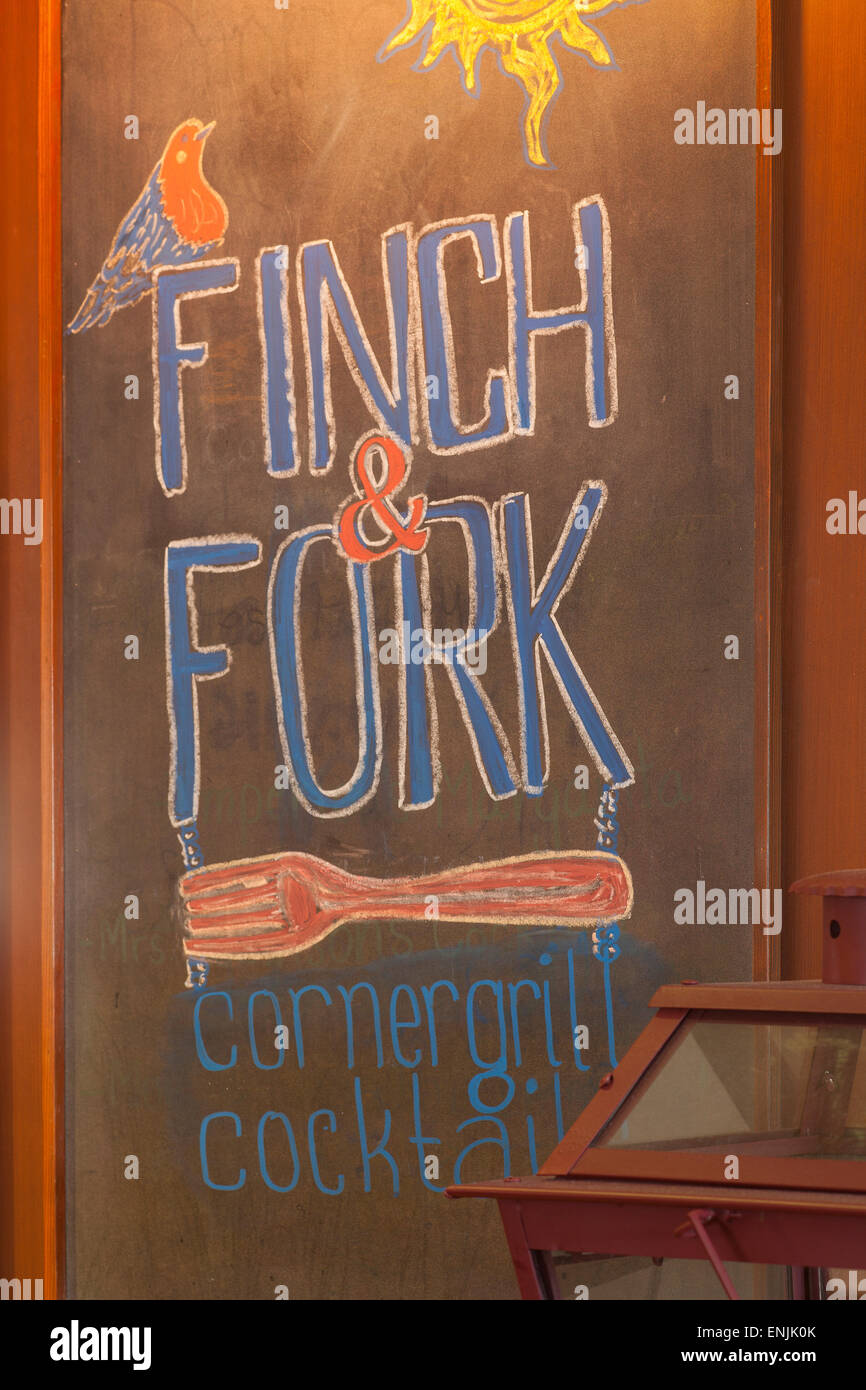 chalkboard sign for Finch & Fork Restaurant, Canary Hotel, Santa ...