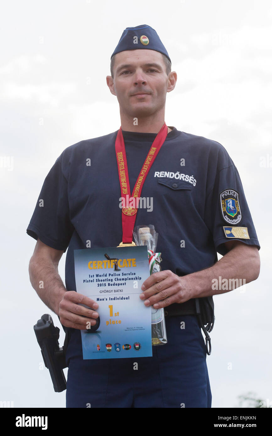 Budapest, Hungary. 6th May, 2015. Gold medalist Gyorgy Batki of Hungary ...