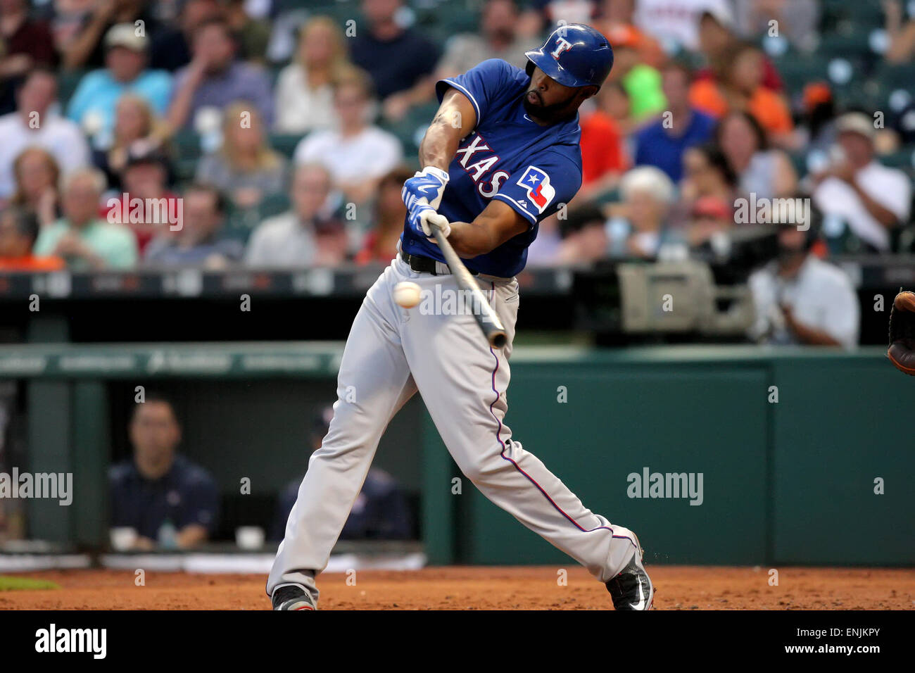 Houston, TX, USA. 06th May, 2015. Texas Rangers left fielder Carlos ...