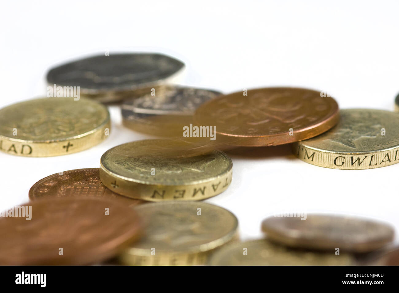 British currency coins close-up on a white background Stock Photo - Alamy