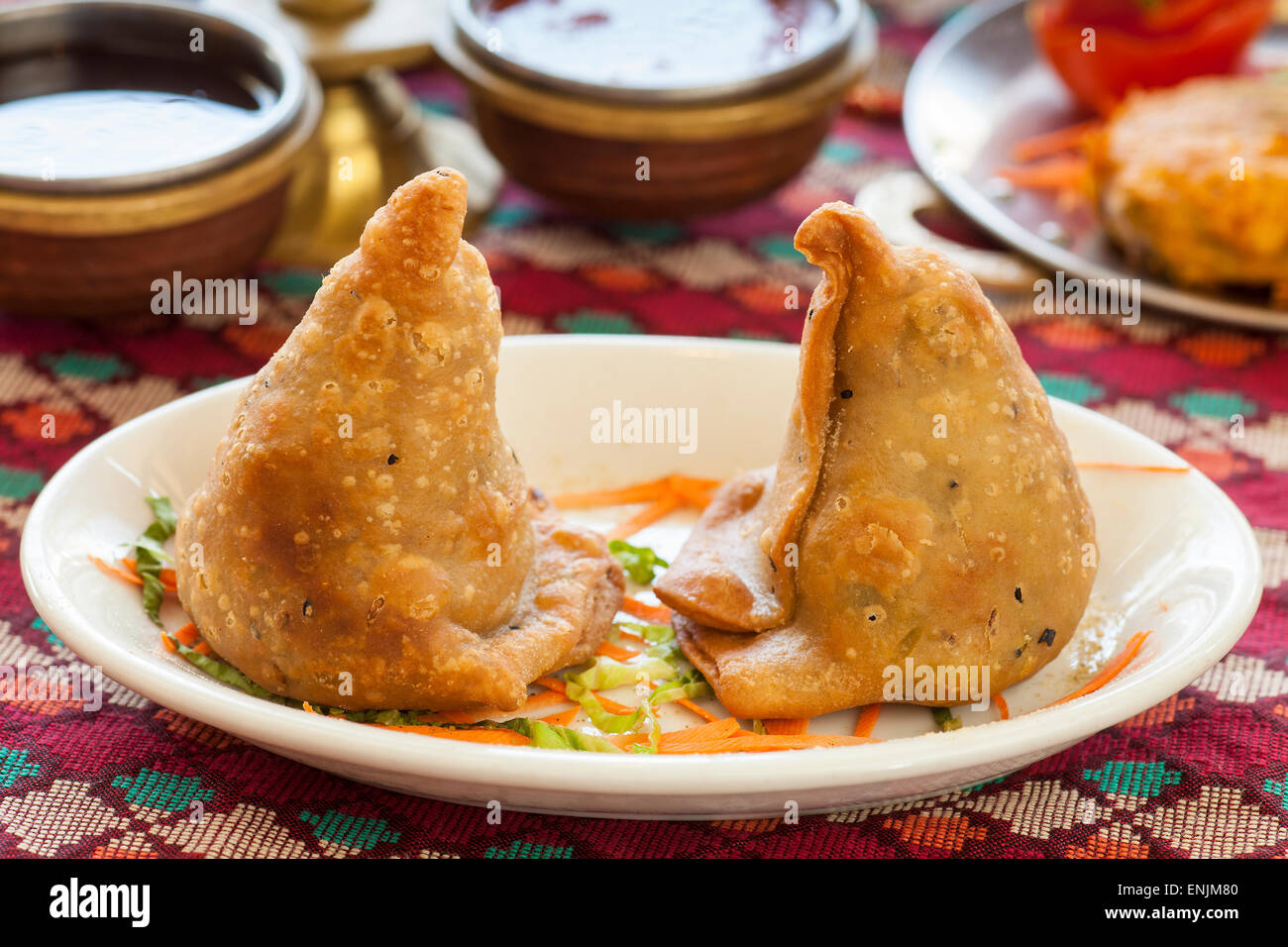 Himalayan samosas, sauces and aloo tikka, Himalaya Restaurant, Cuisine ...