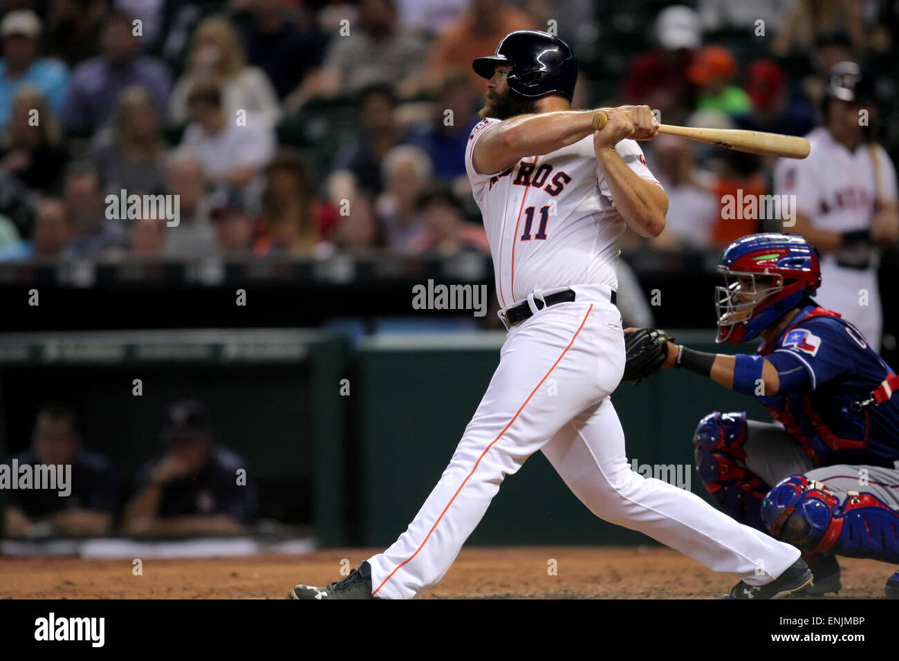 Houston, TX, USA. 06th May, 2015. Houston Astros designated hitter Evan ...