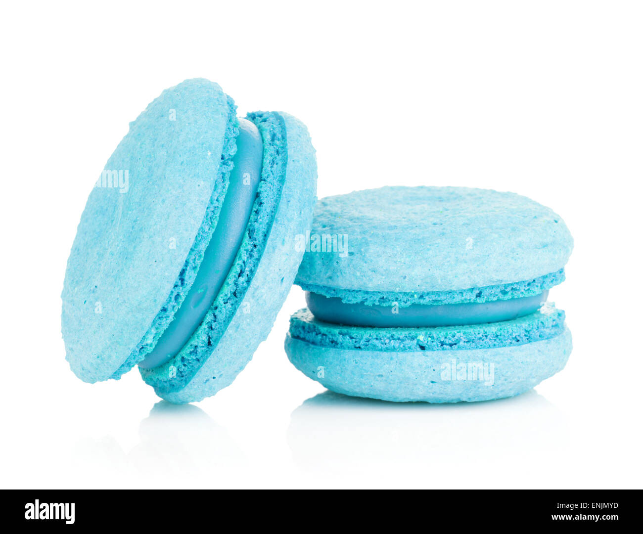Blue macarons. Isolated on white background Stock Photo - Alamy