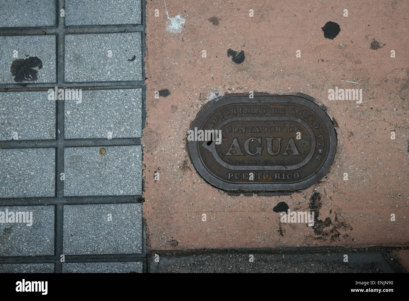 City water meter plaque in spanish. Juana Diaz, Puerto Rico. US ...