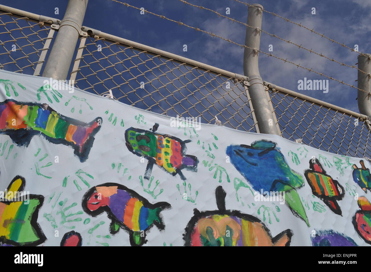 Okinawa, Japan: signs against the military American base in Henoko Bay ...