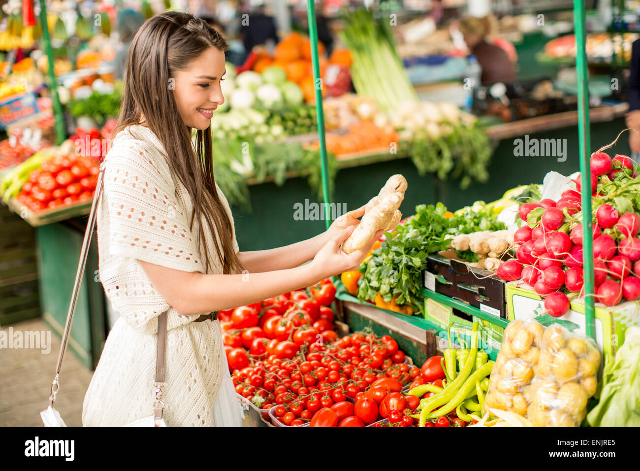 Young woman on the market Stock Photo - Alamy