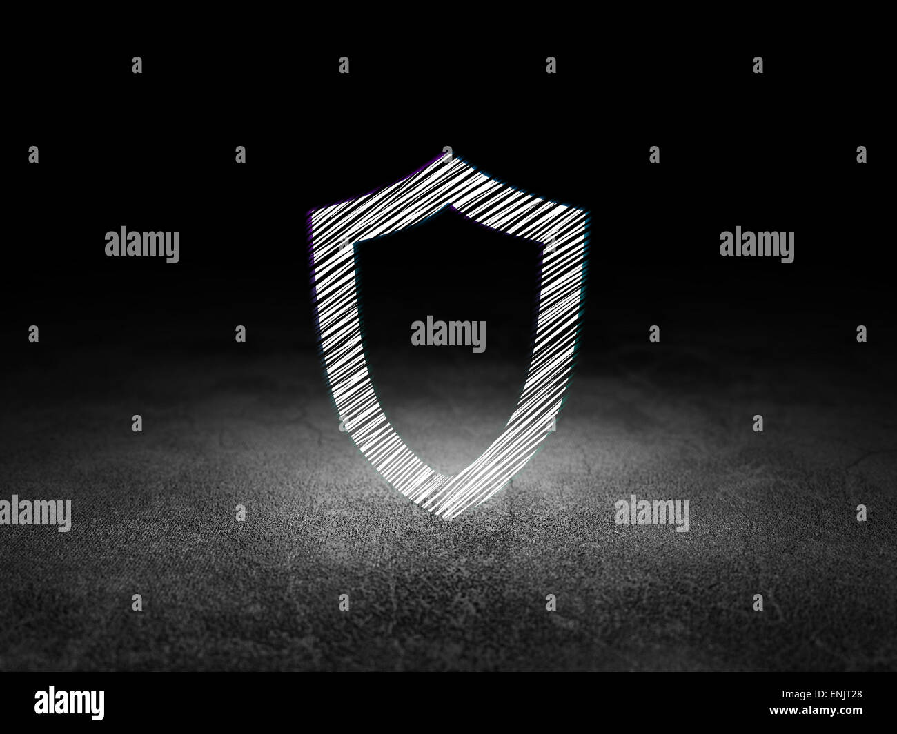 Privacy concept: Contoured Shield in grunge dark room Stock Photo - Alamy