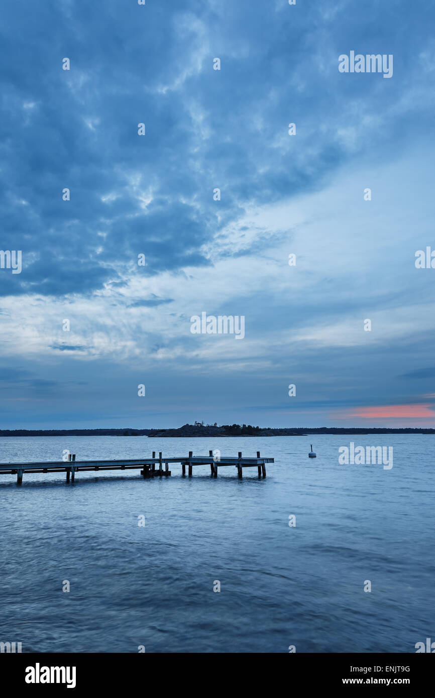 Swedish archipelago coastal landscape with cliffs and jetty Stock Photo ...