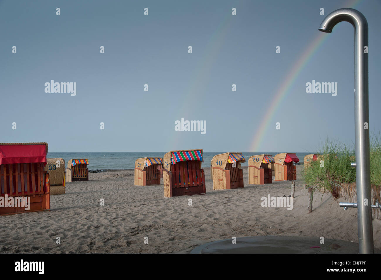 Germany, Niendorf, beach, beach chair in the rainbow Stock Photo - Alamy