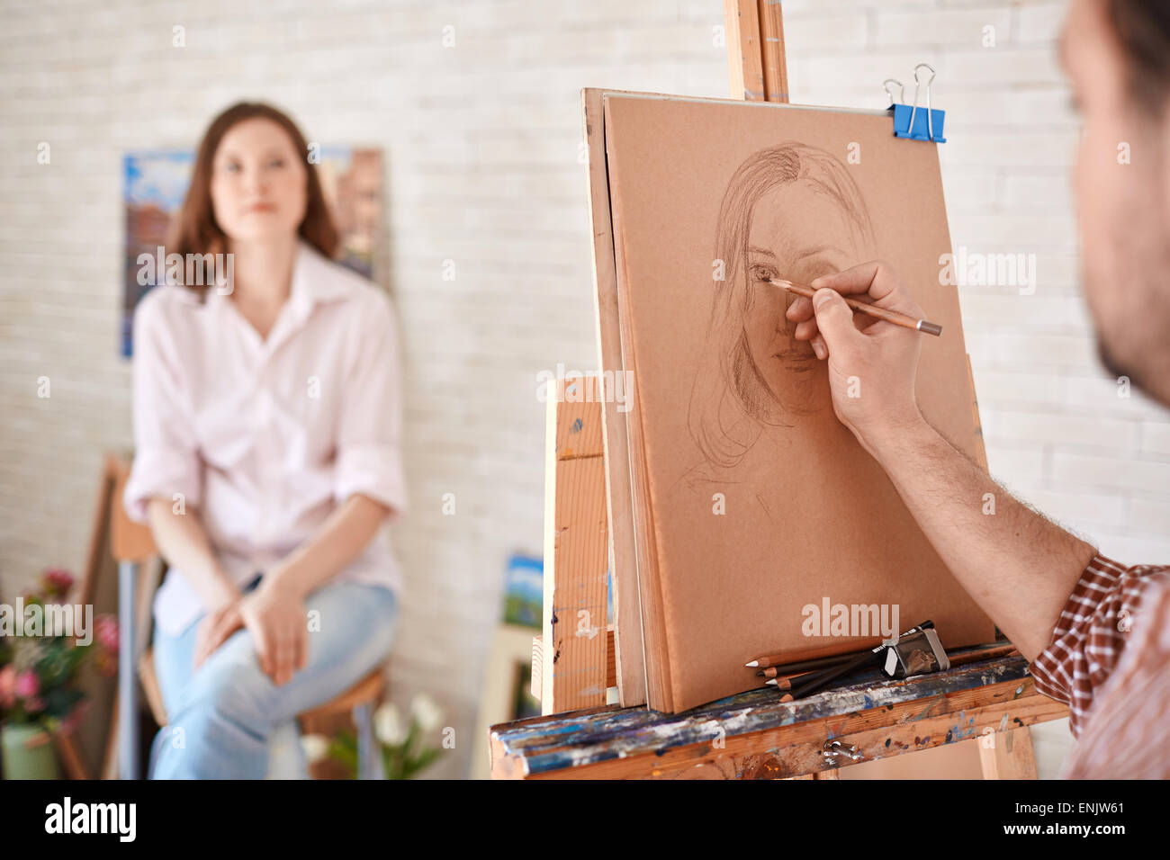 Young man drawing inspiration model hi-res stock photography and images ...
