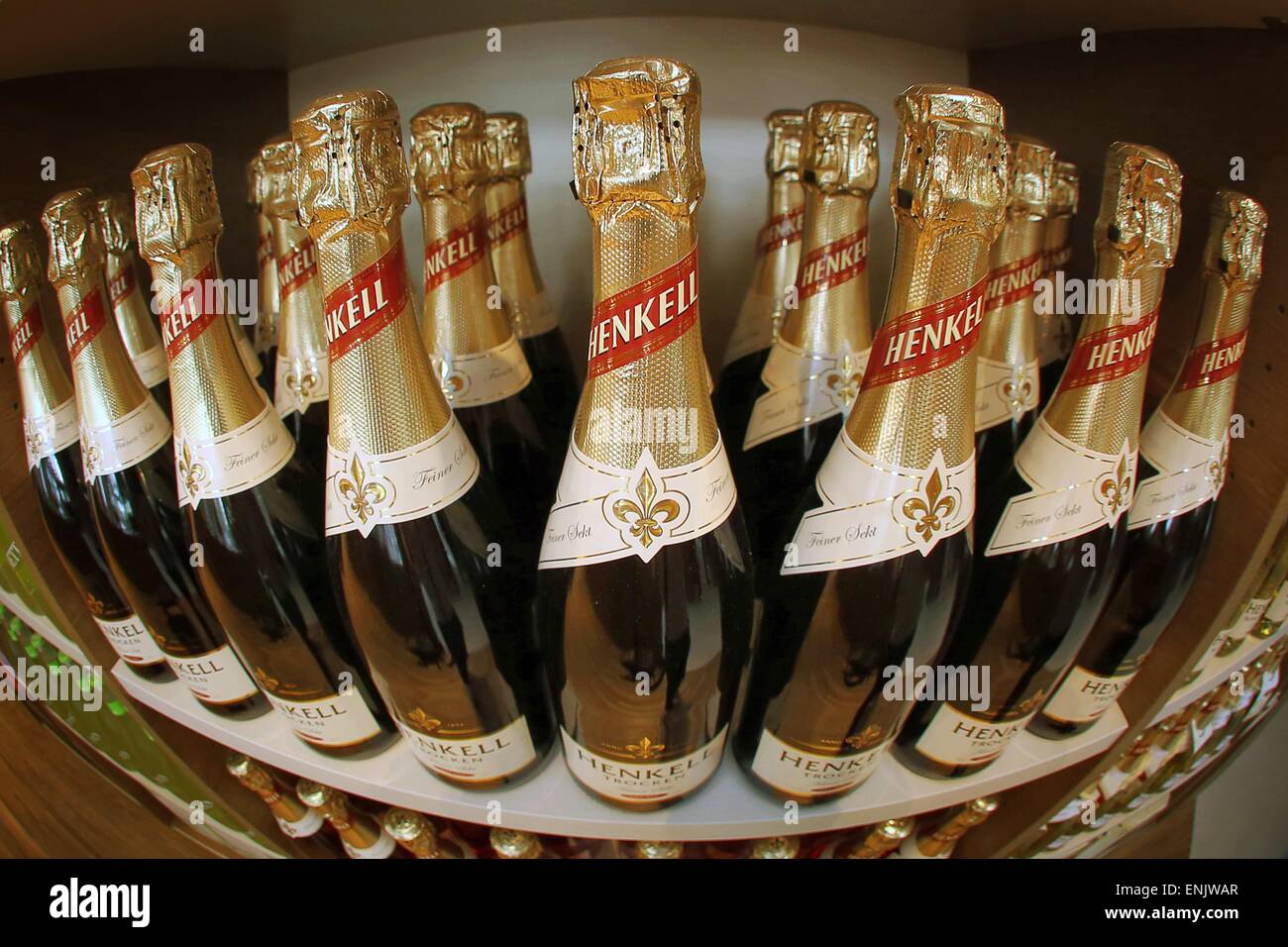 Wiesbaden, Germany. 06th May, 2015. Champagne bottles with the logo of ...