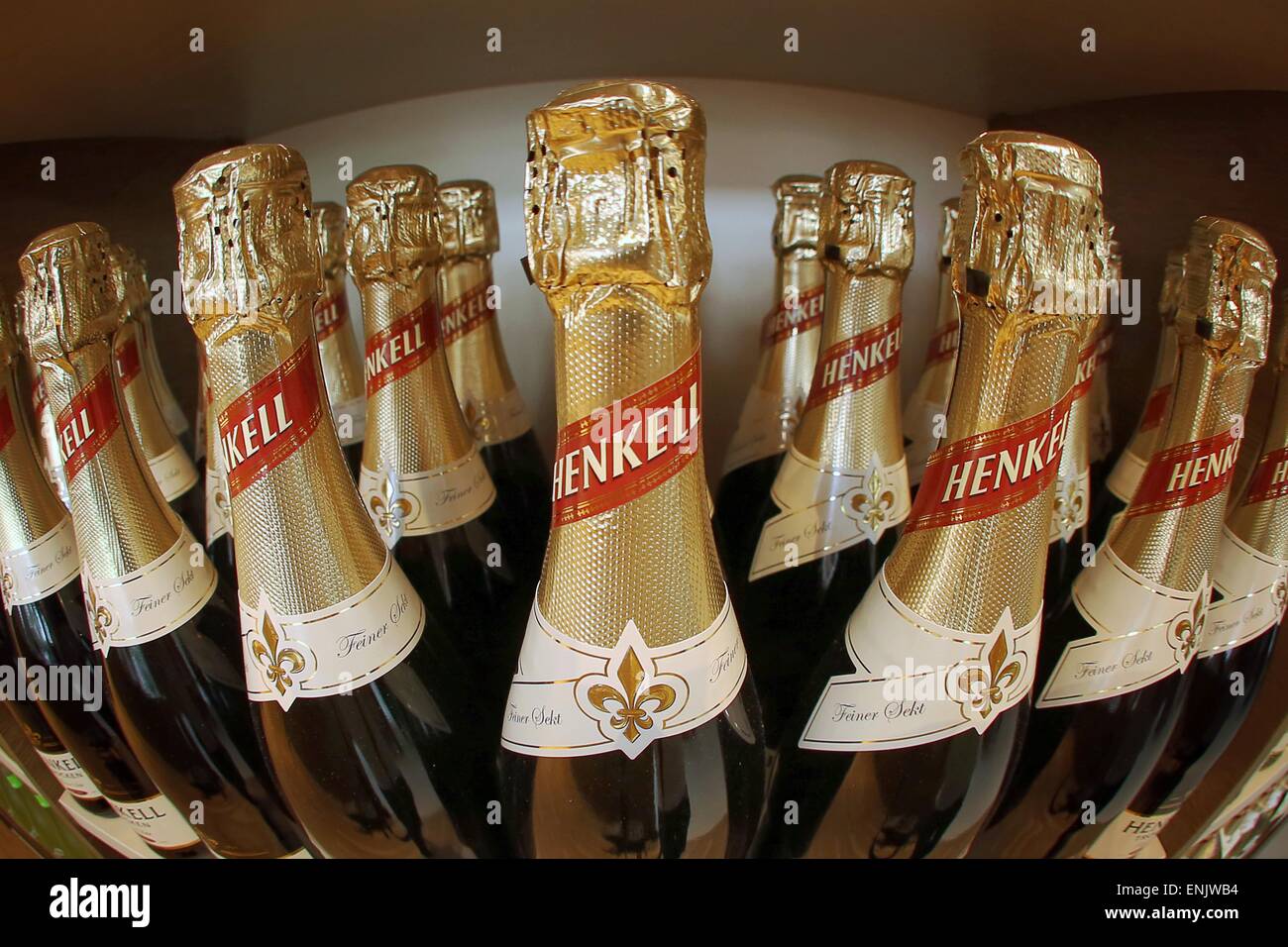 Wiesbaden, Germany. 06th May, 2015. Champagne bottles with the logo of ...