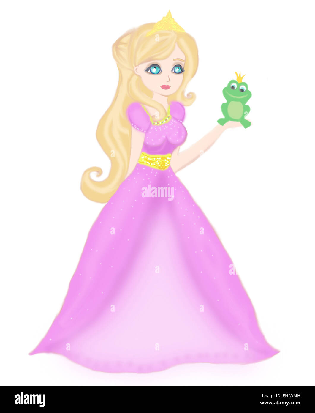 Beautiful young princess holding a big frog Stock Photo - Alamy