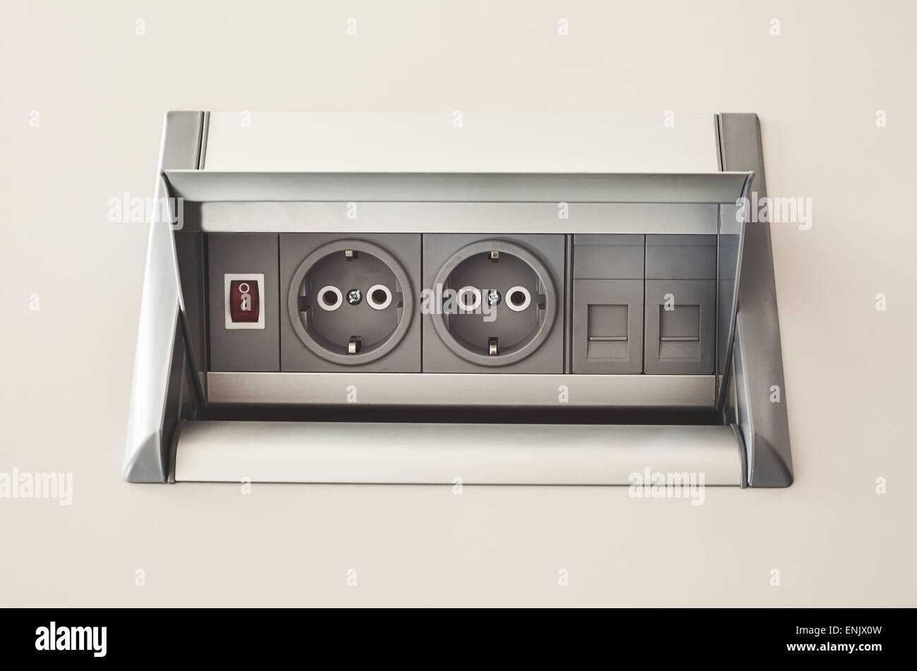 Modern electric plugs built in table, clever solutions for saving space ...