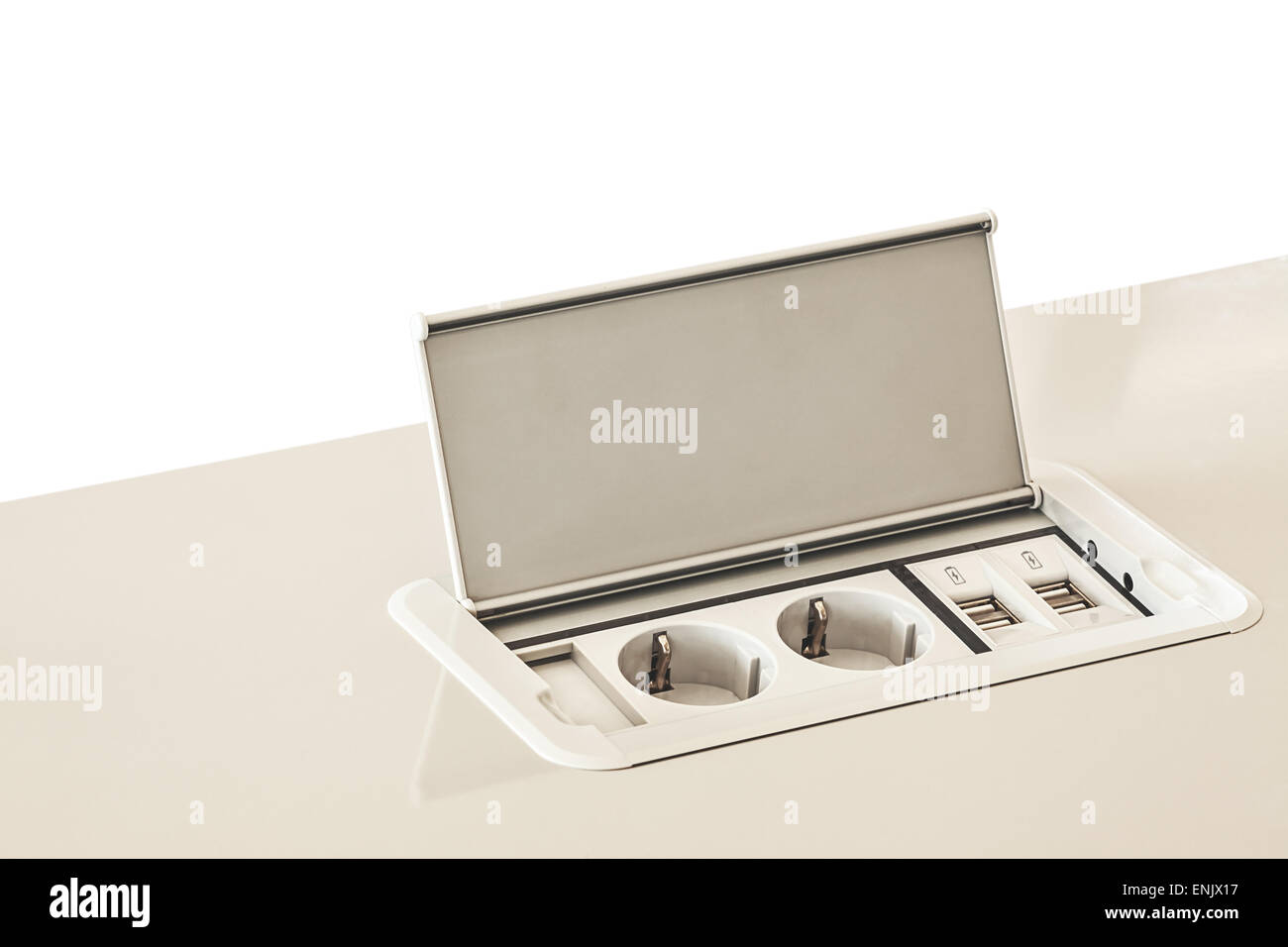 Modern electric plugs built in table, clever solutions for saving space ...