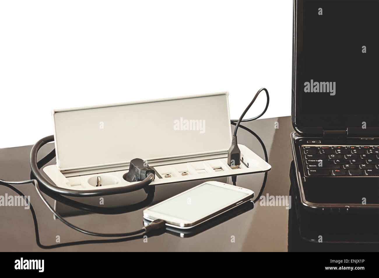 Modern electric plugs built in table, clever solutions for saving space ...