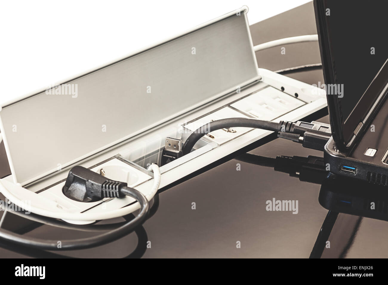 Modern electric plugs built in table, clever solutions for saving space ...