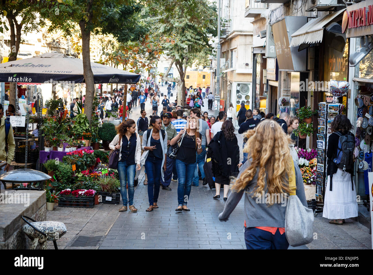 Ben Yehuda pedestrian street, Jerusalem, Israel, Middle East Stock ...