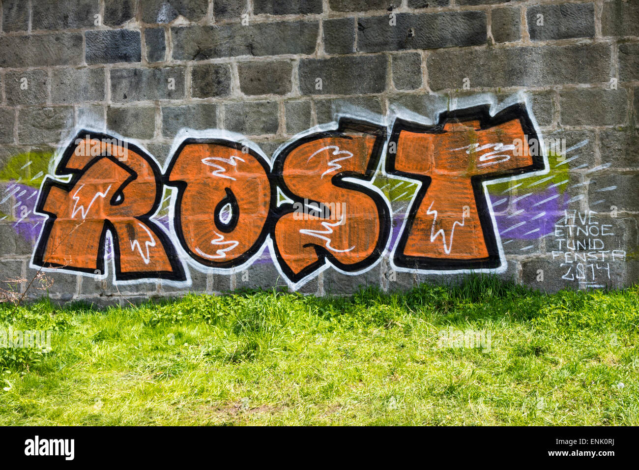 Colourful graffiti on a stone wall in Prague Stock Photo - Alamy