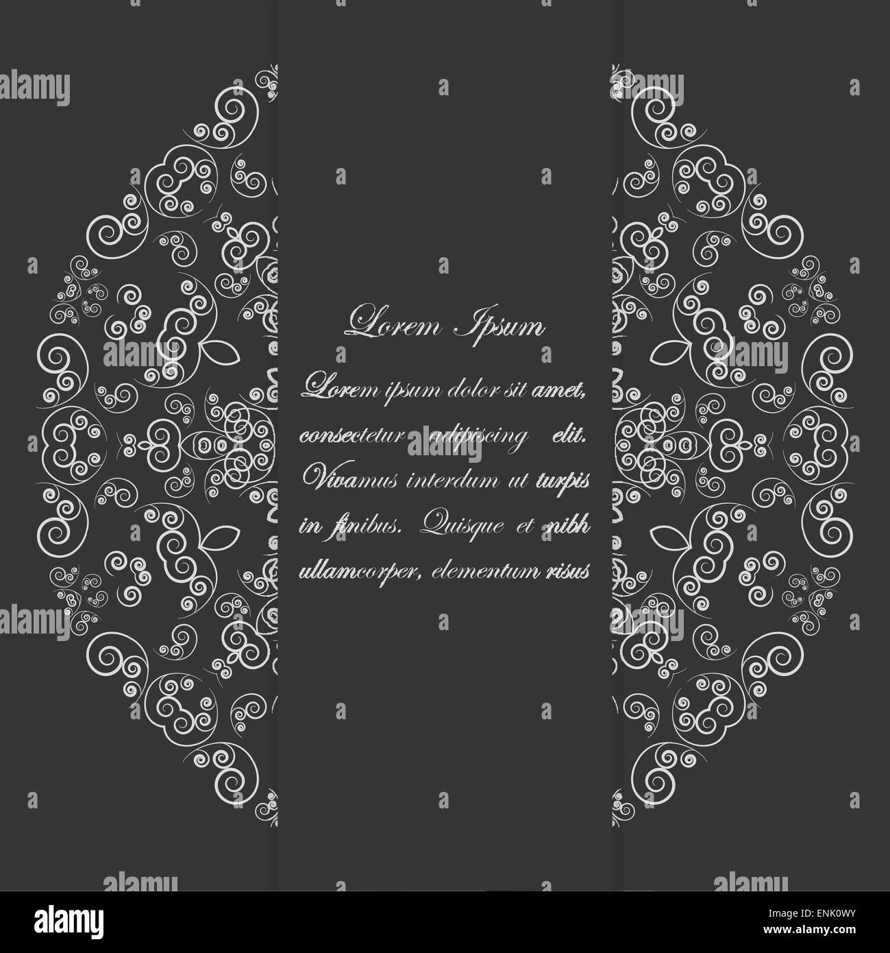 Black and white card design with ornate pattern Stock Photo - Alamy