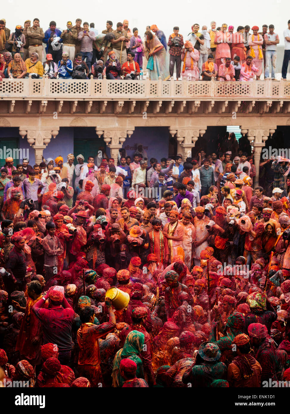 Lathmar Holi celebrations in Nand Rae Temple, Nandagaon, Braj, Uttar ...