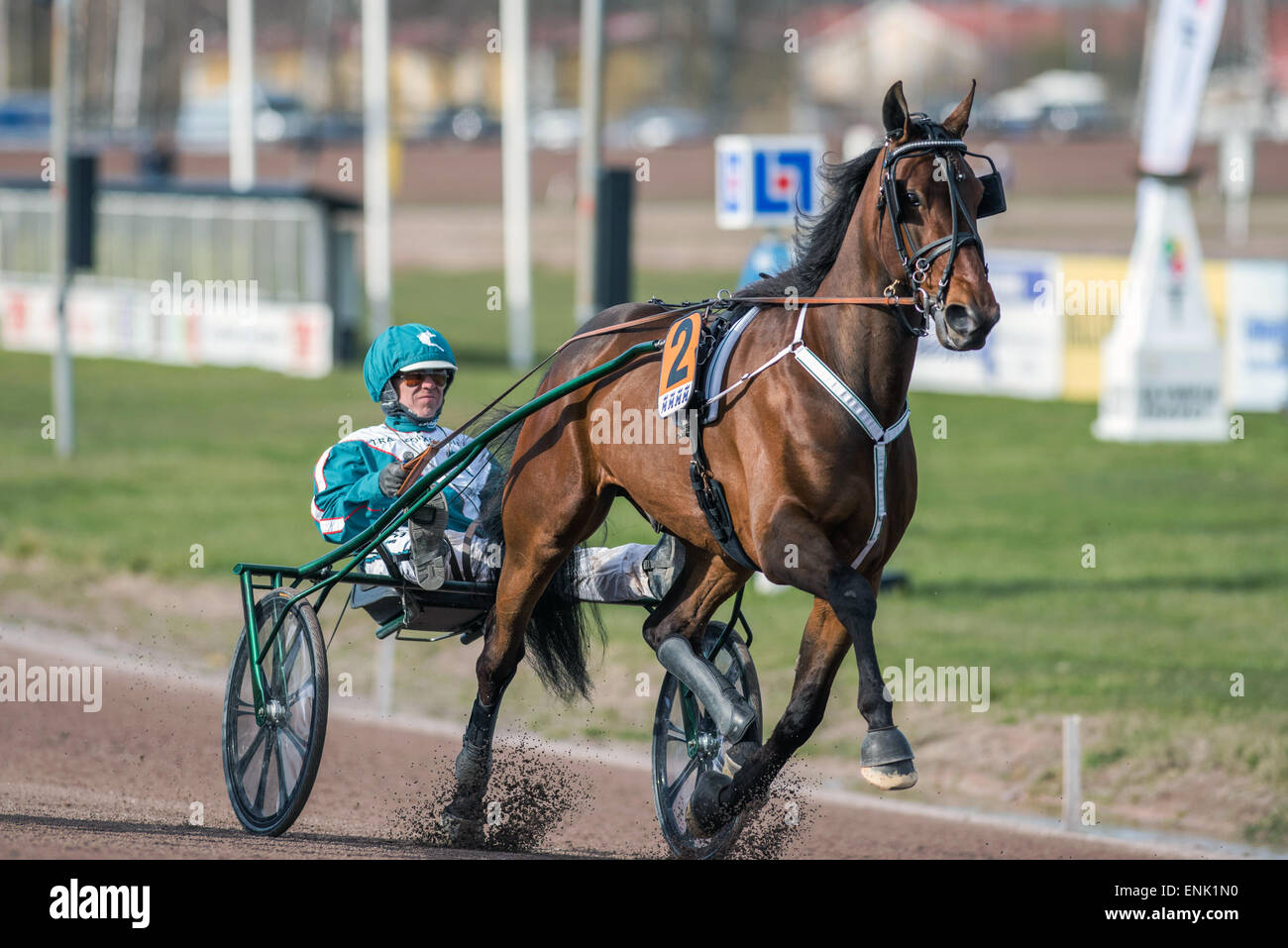 Harness racing at Mantorp race course in Sweden Stock Photo - Alamy