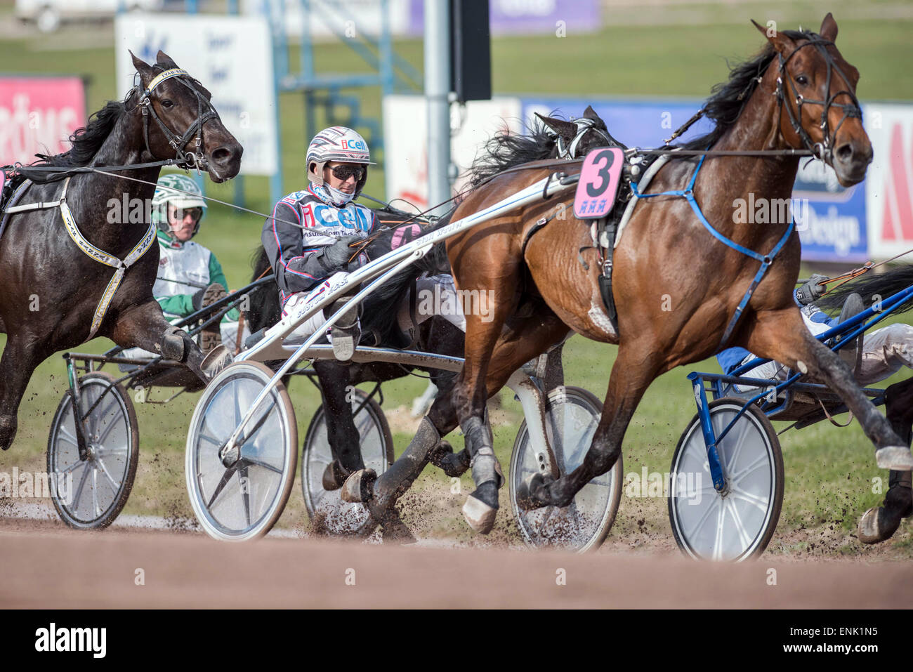 Harness racing at Mantorp race course in Sweden Stock Photo - Alamy