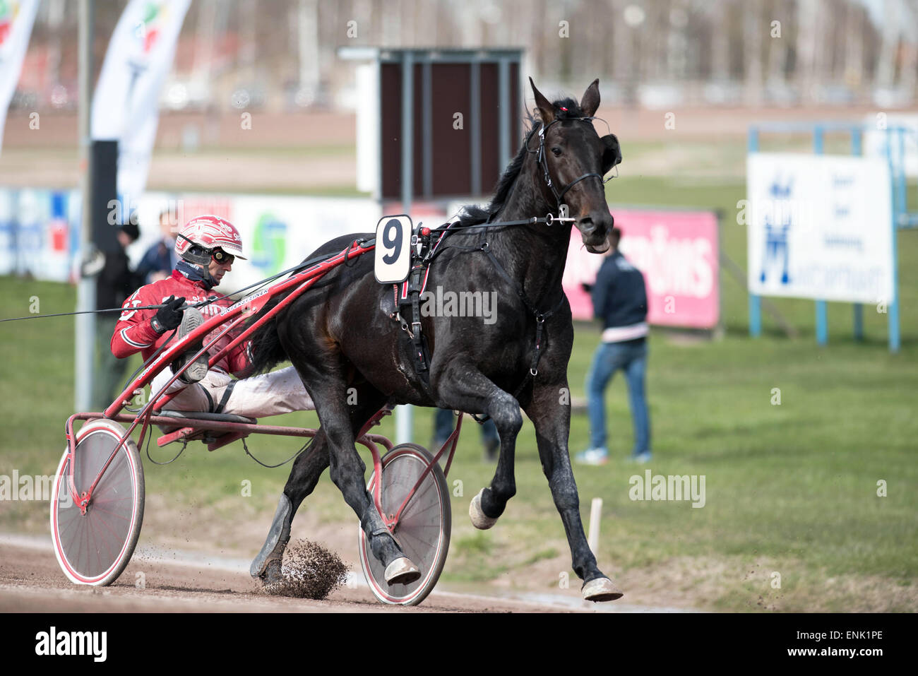 Harness racing at Mantorp race course in Sweden Stock Photo - Alamy