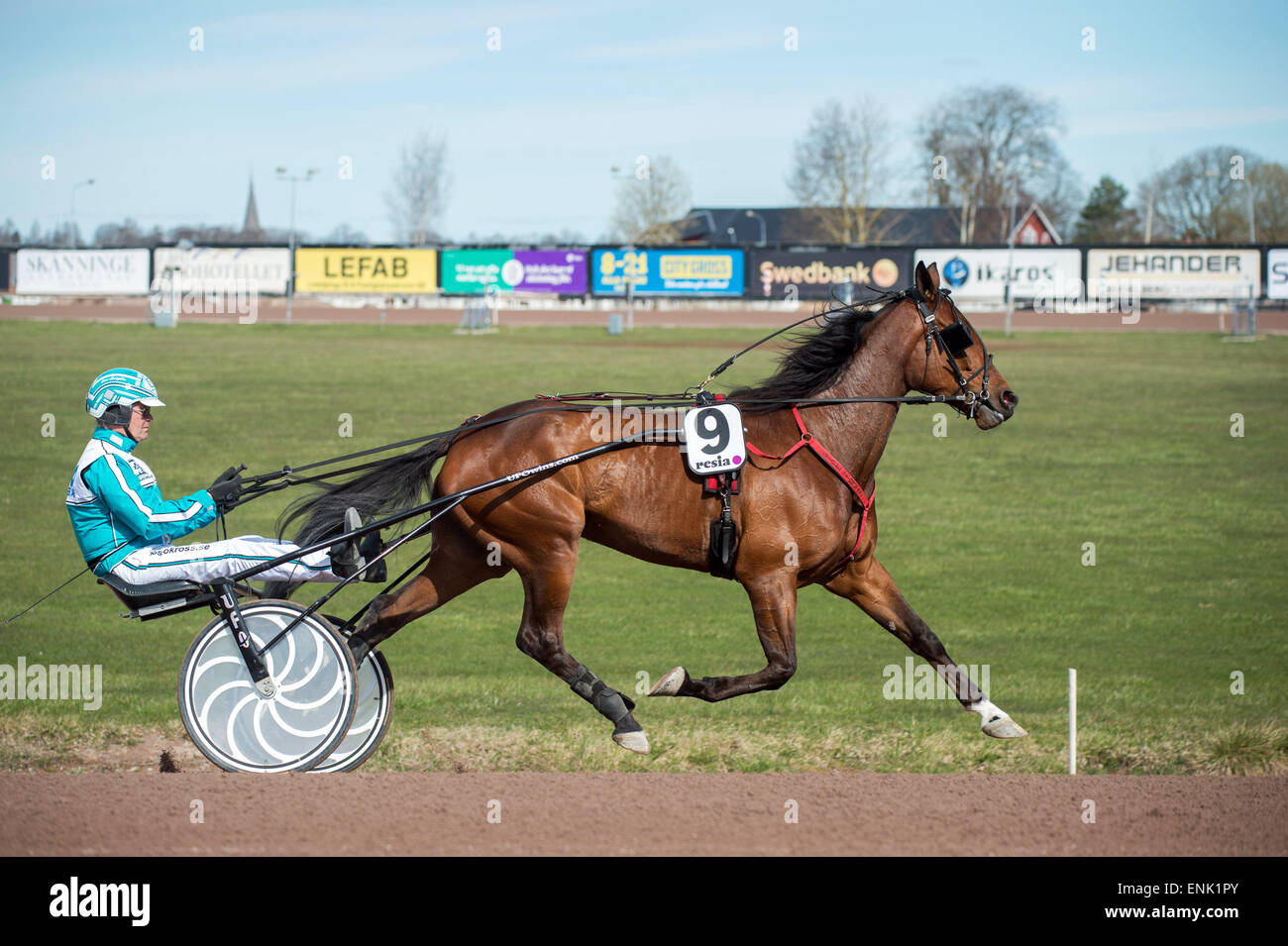 Harness racing at Mantorp race course in Sweden Stock Photo - Alamy