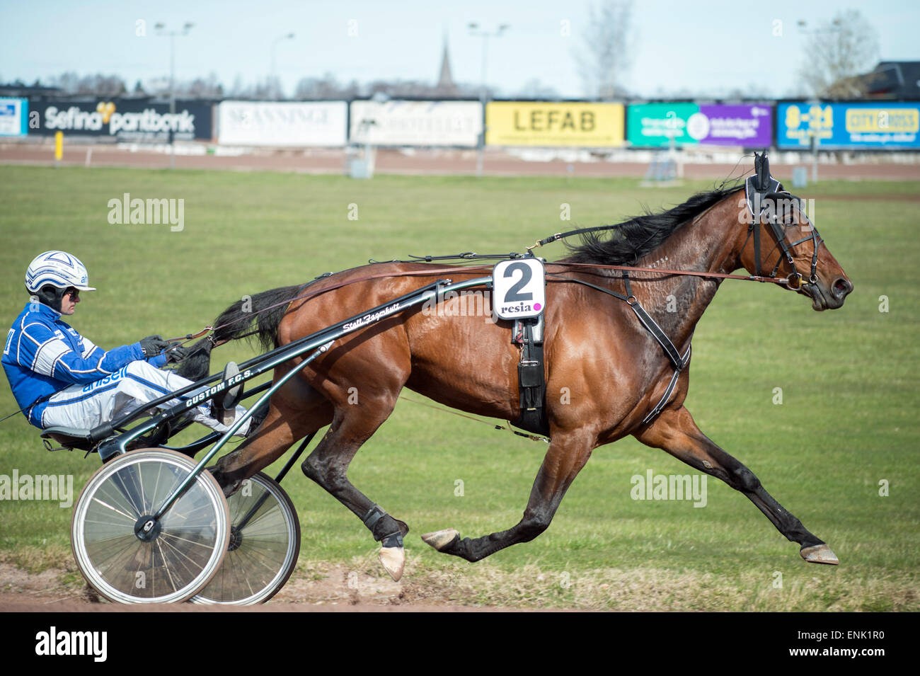 Harness racing at Mantorp race course in Sweden Stock Photo - Alamy