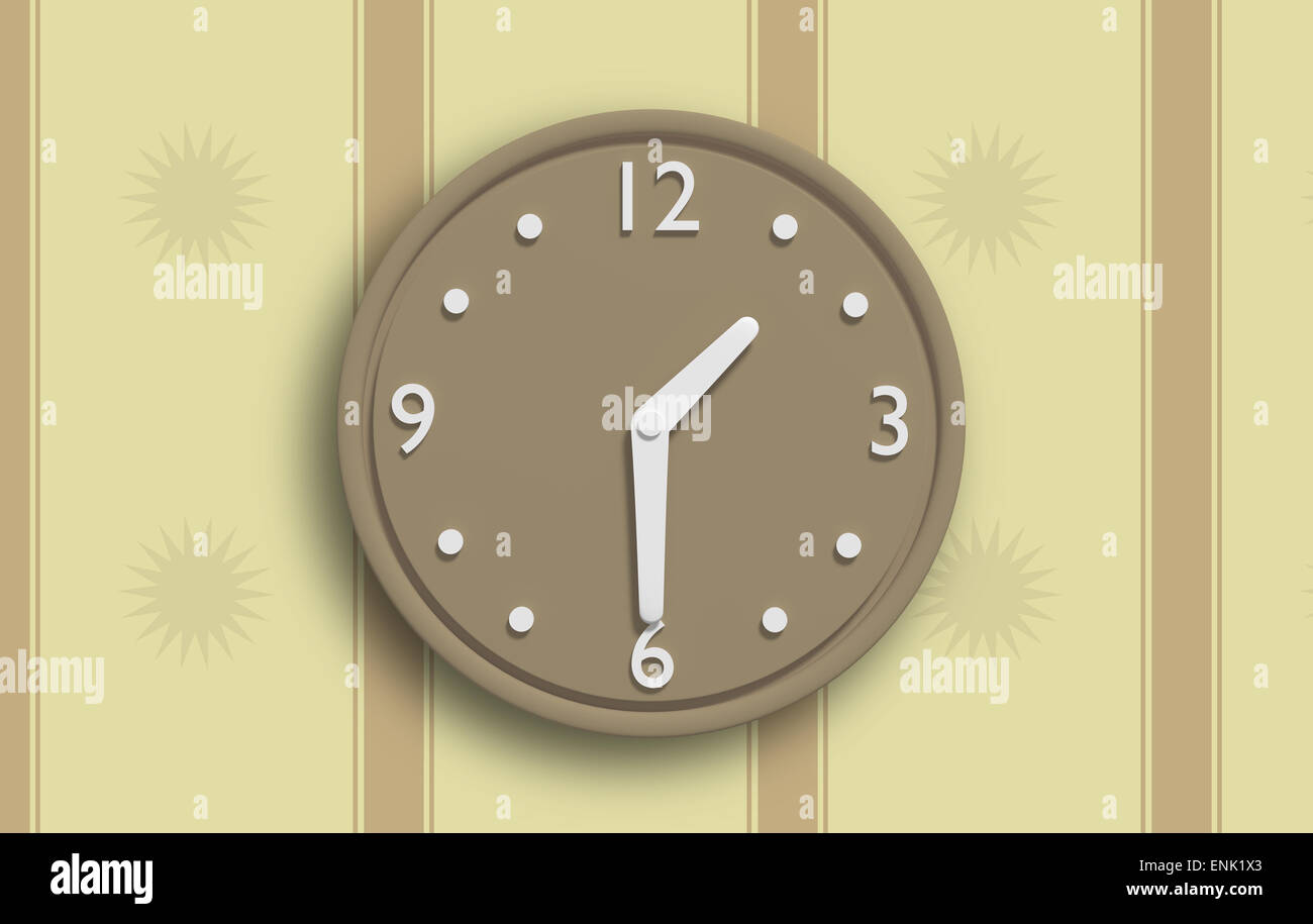 3d rendering of a colored clock on a papered wall Stock Photo - Alamy