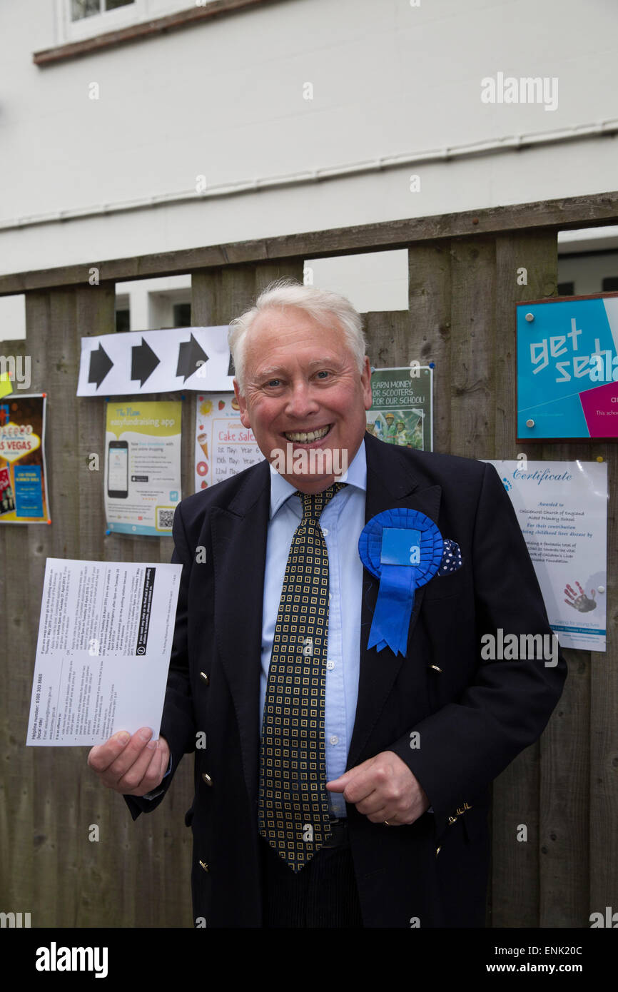 Bob Neill MP seen before casting his vote at St Nicholas Primary School ...