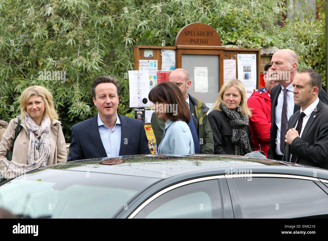 Spelsbury, Witney, Oxfordshire UK. 7/5/15 Conservative party leader ...