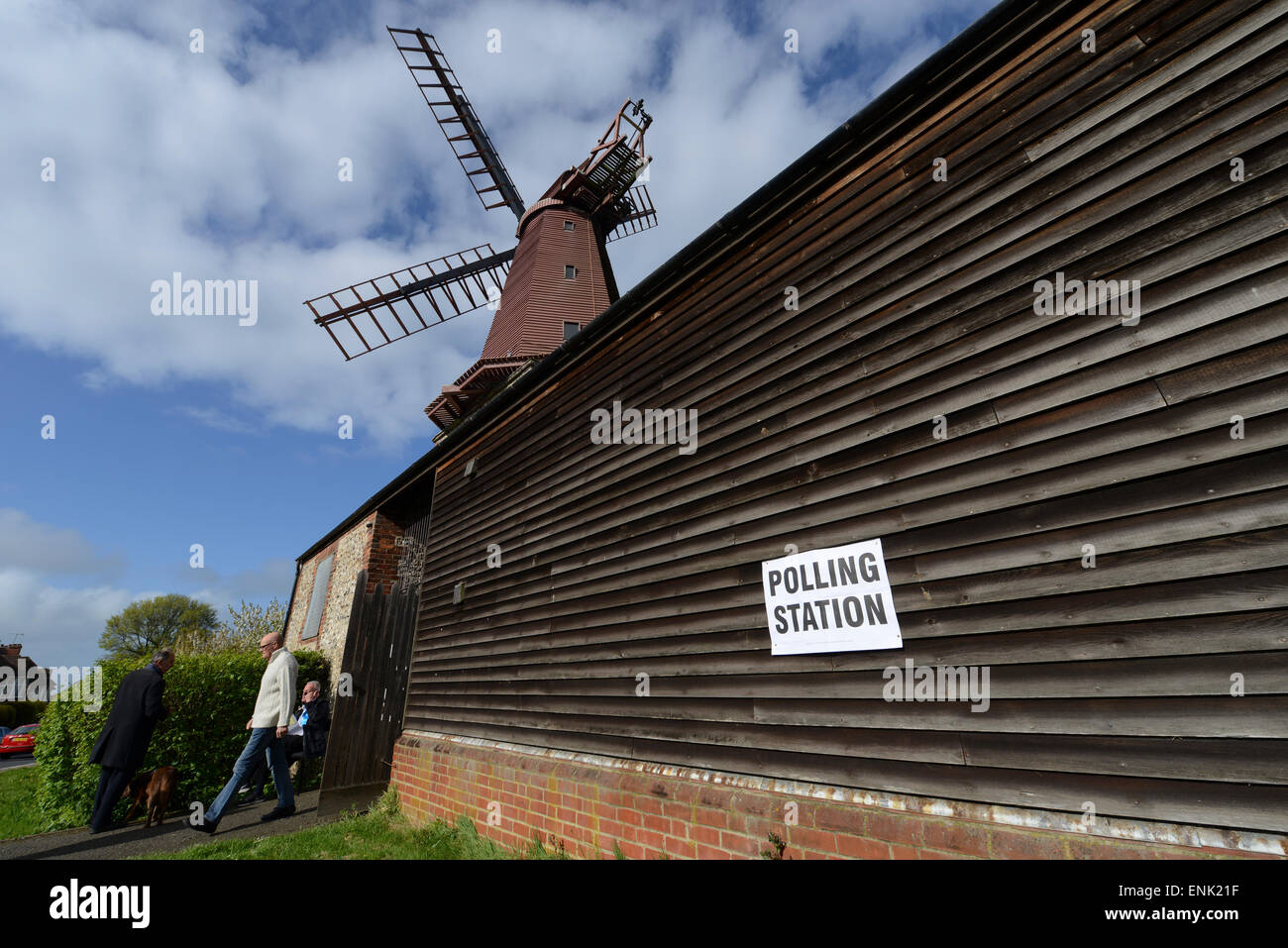 A person leaves an unusual polling station, The West Blatchington ...