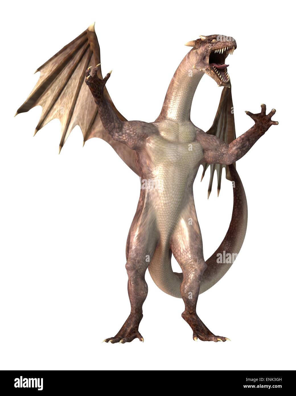 3D digital render of fantasy dragon isolated on white background Stock ...