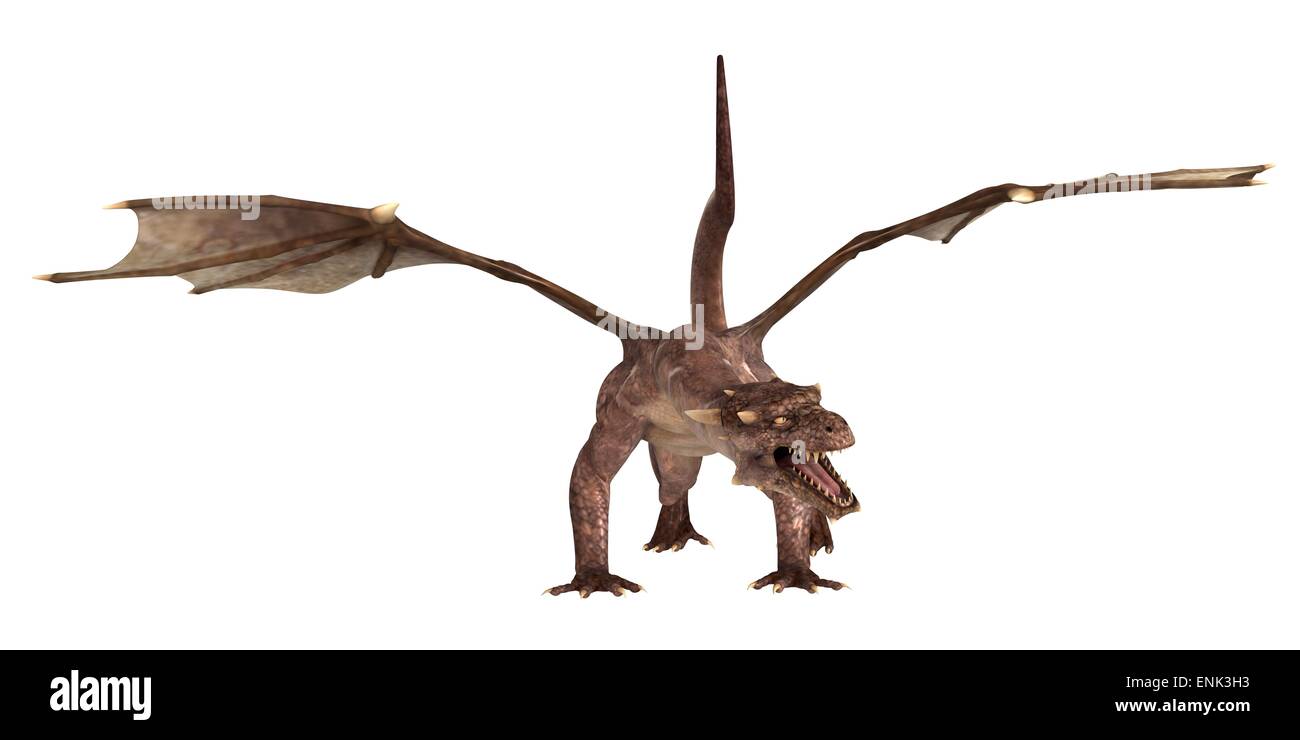 3D digital render of fantasy dragon isolated on white background Stock ...