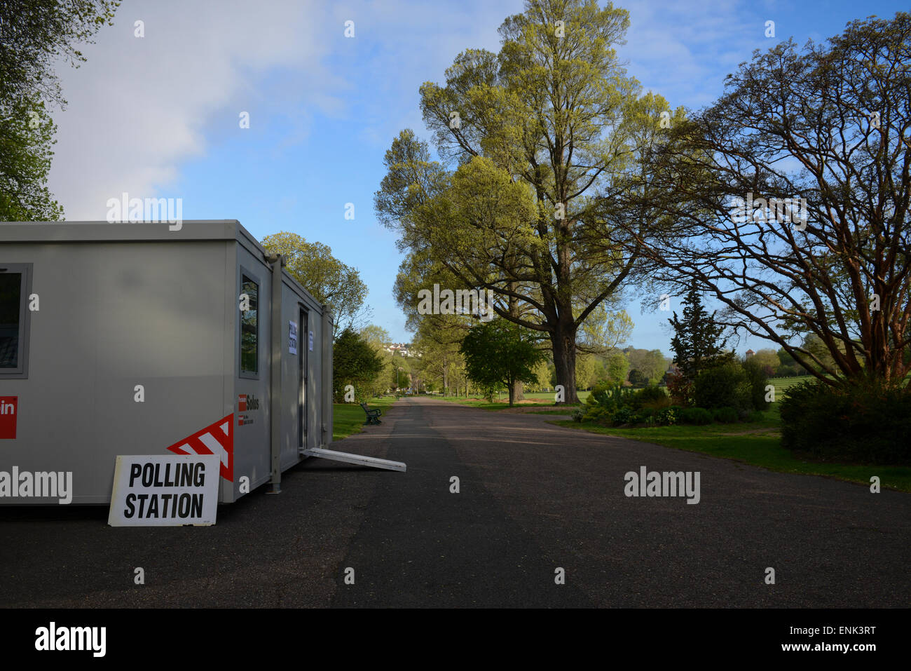 A Portakabin portable building set up as a polling station for the 2015 ...