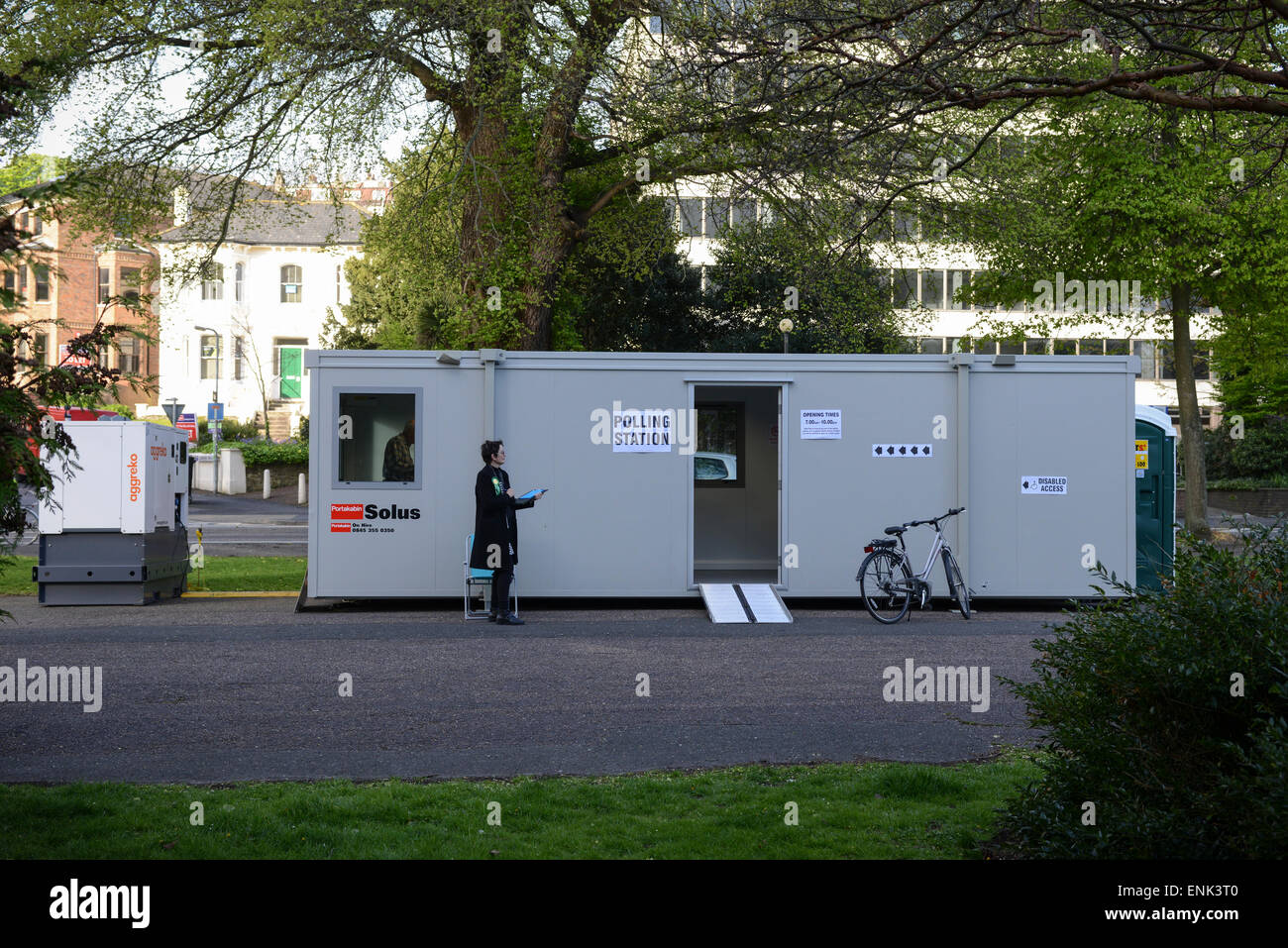 A Portakabin portable building set up as a polling station for the 2015 ...