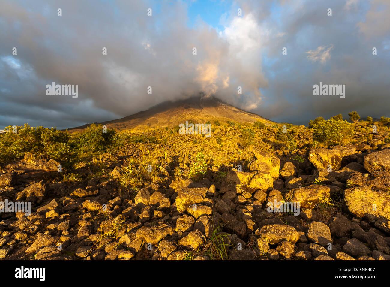 Clouds over the volcanic mountain Stock Photo - Alamy