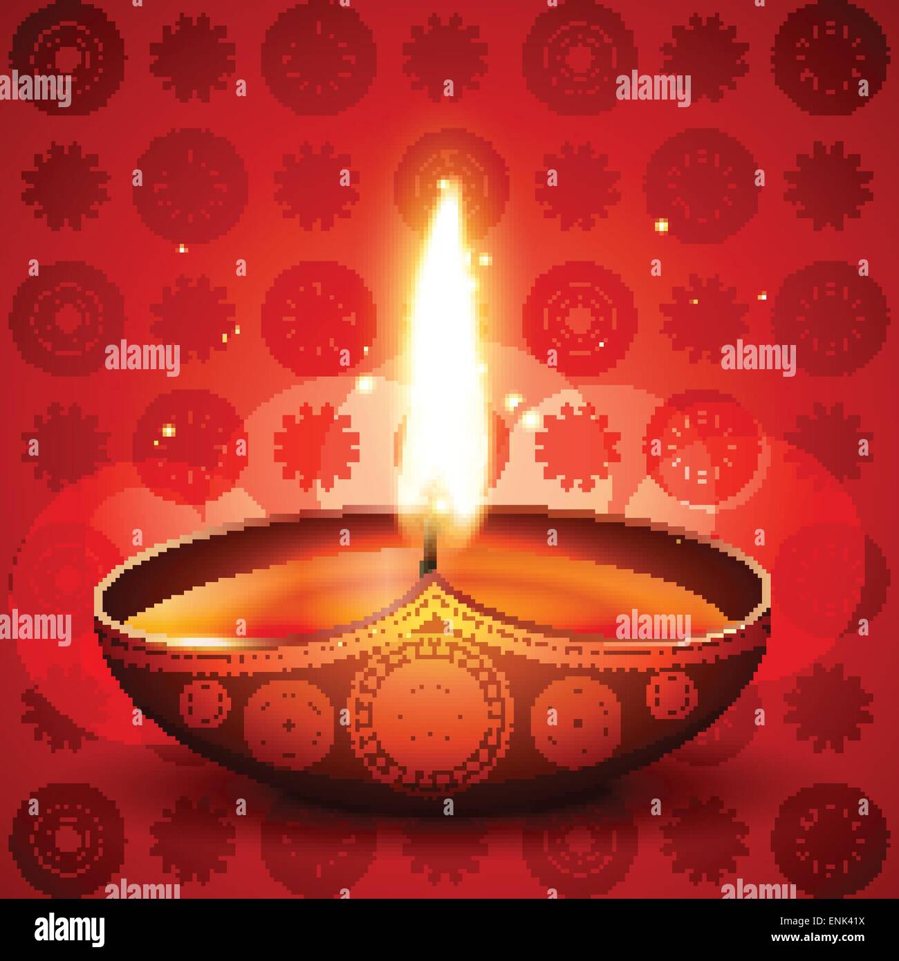 beautiful vector diwali diya on artistic red background Stock Vector ...